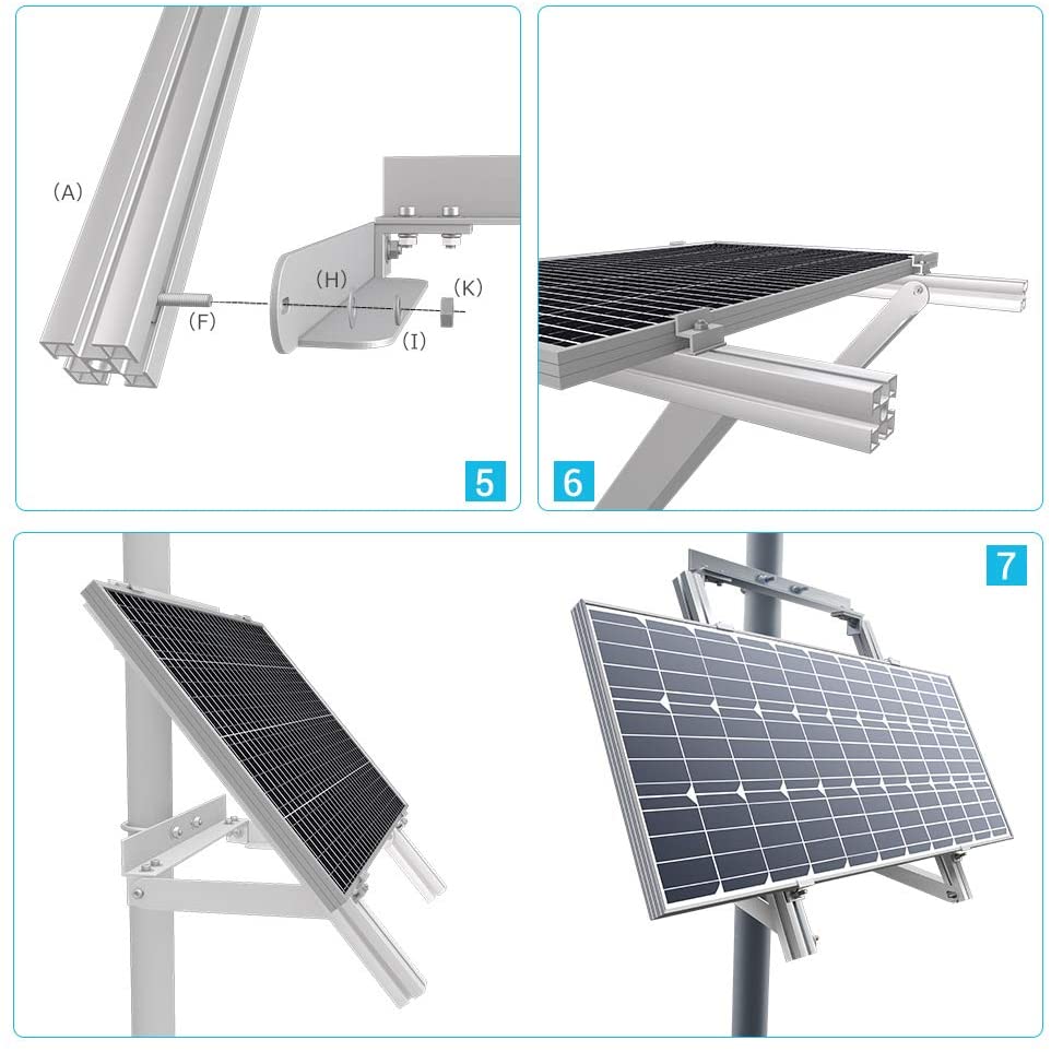 Solar PanelPole Mount Bracket for 50W/100W Solar Panel (Mount only ...